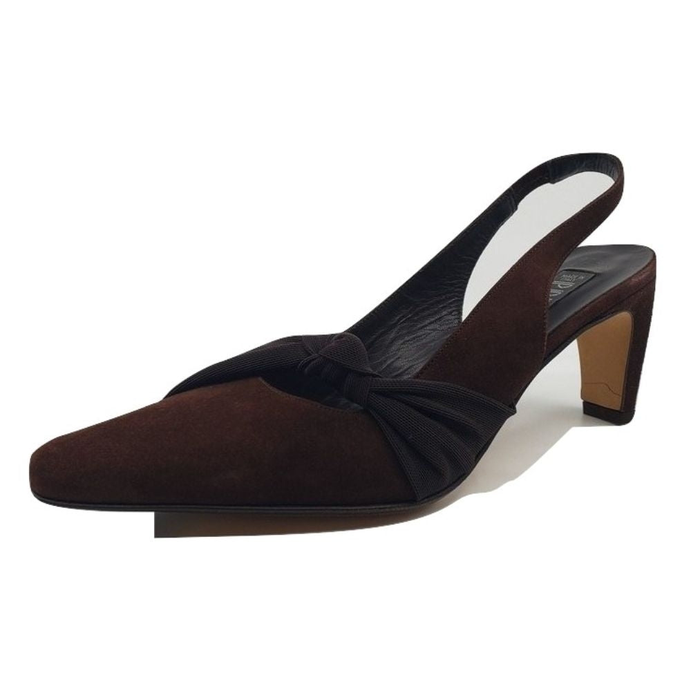 Samba Chocolate Suede Prevata Slingback Pumps at ShoeSaleShop.com ...